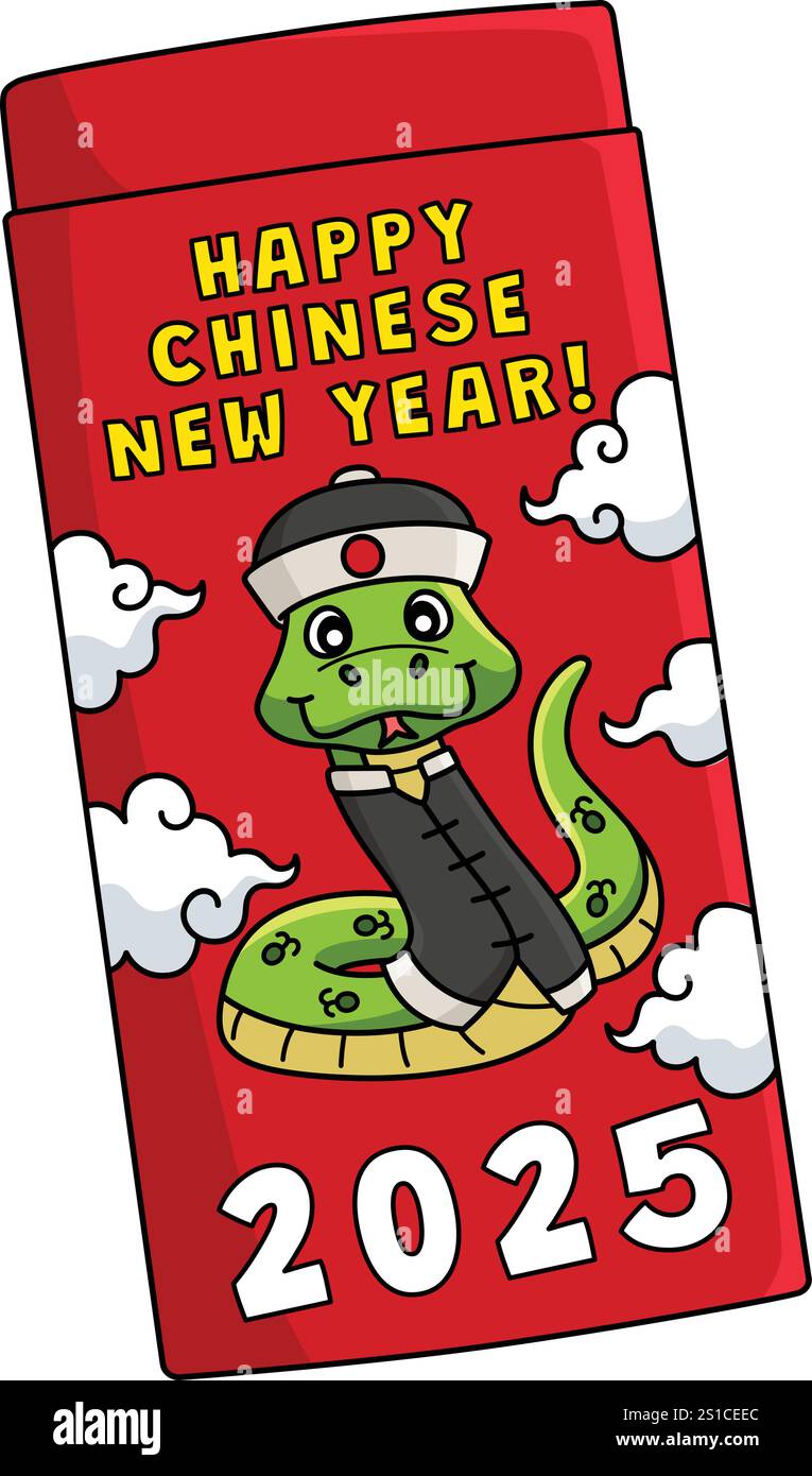 Year of the Snake Ang Pao Cartoon Colored Clipart Stock Vector Image ...