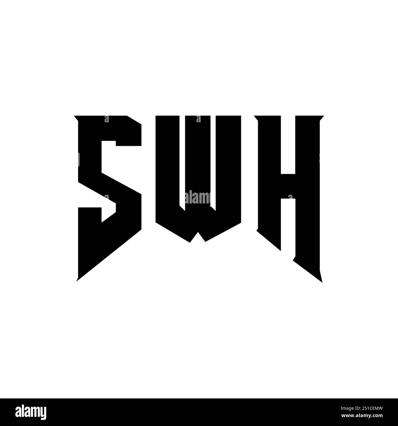 SWH letter logo design for technology company. SWH logo design black and white color combination ...