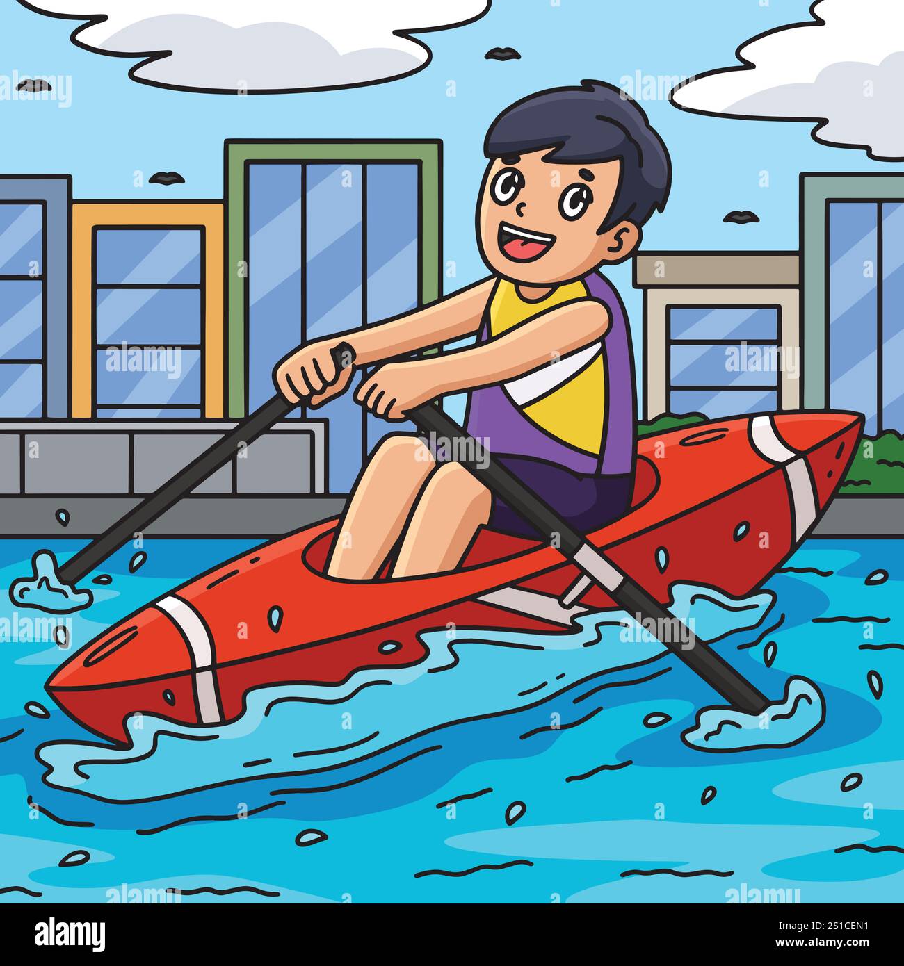 Rowing Oarsman in the Catch Position Colored Stock Vector Image & Art ...