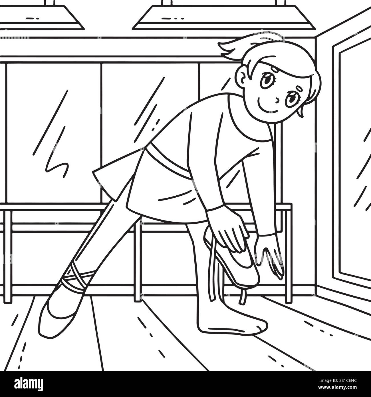 Ballerina Wearing Shoes Coloring Page for Kids Stock Vector Image & Art ...