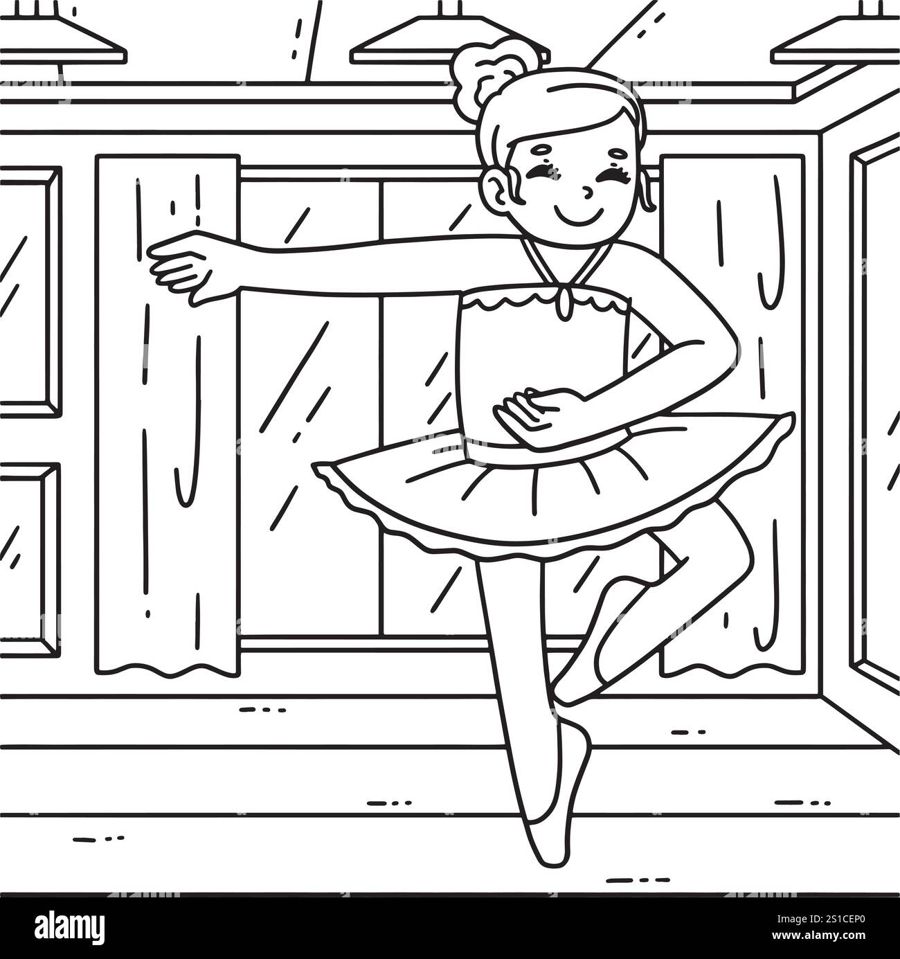 Ballerina Performing a Pirouette Coloring Page Stock Vector Image & Art ...