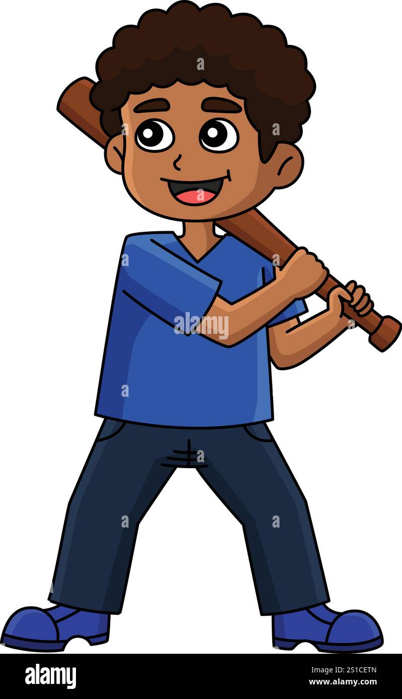 Baseball Kid Playing Cartoon Colored Clipart Stock Vector Image & Art ...