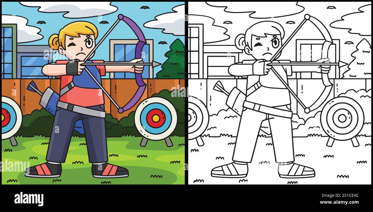 Archery Female Archer Taking Aim Illustration Stock Vector Image & Art - Alamy