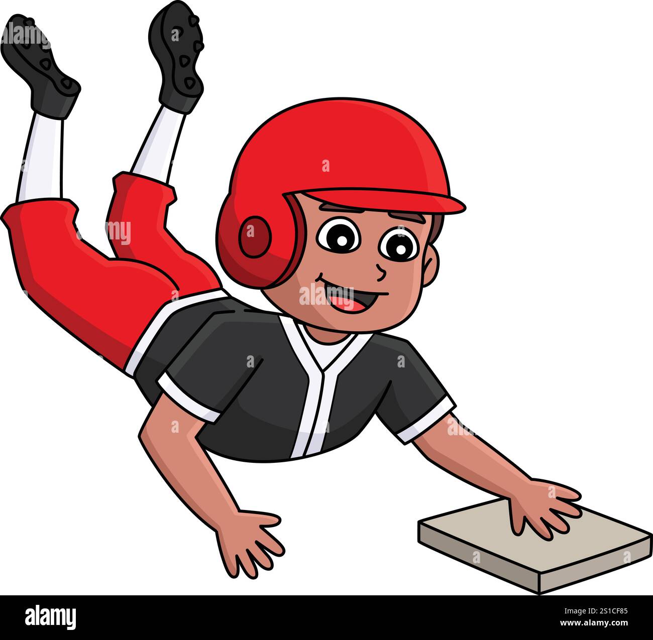 Baseball Player Stealing Base Cartoon Clipart Stock Vector Image & Art ...