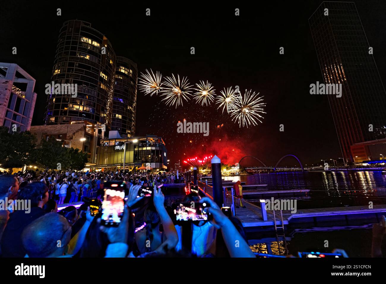 Fireworks display at Elizabeth Quay on new year eve 2024, Perth Western ...