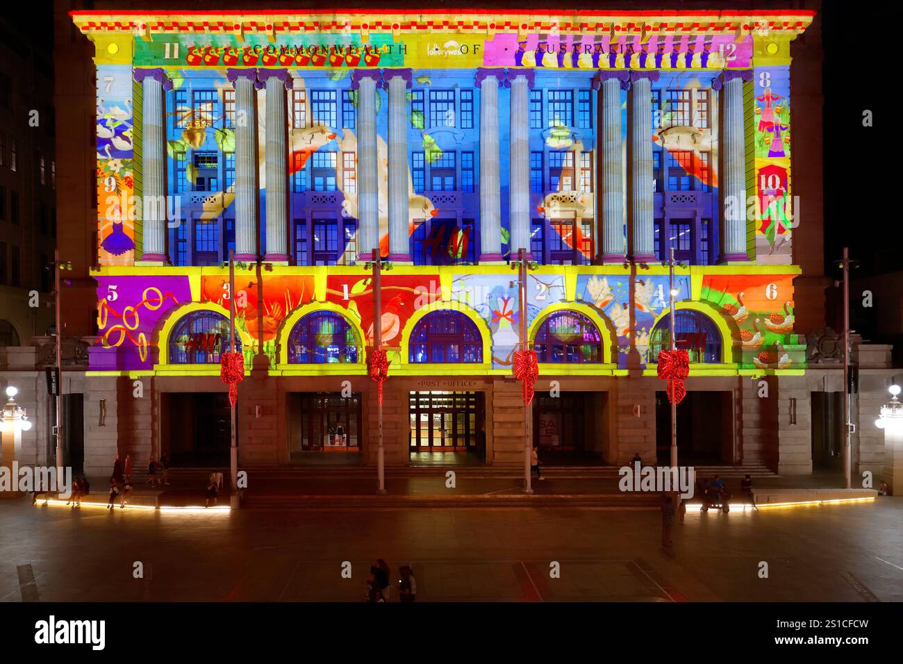 Commonwealth building lit up with laser lights, Perth Western Australia ...