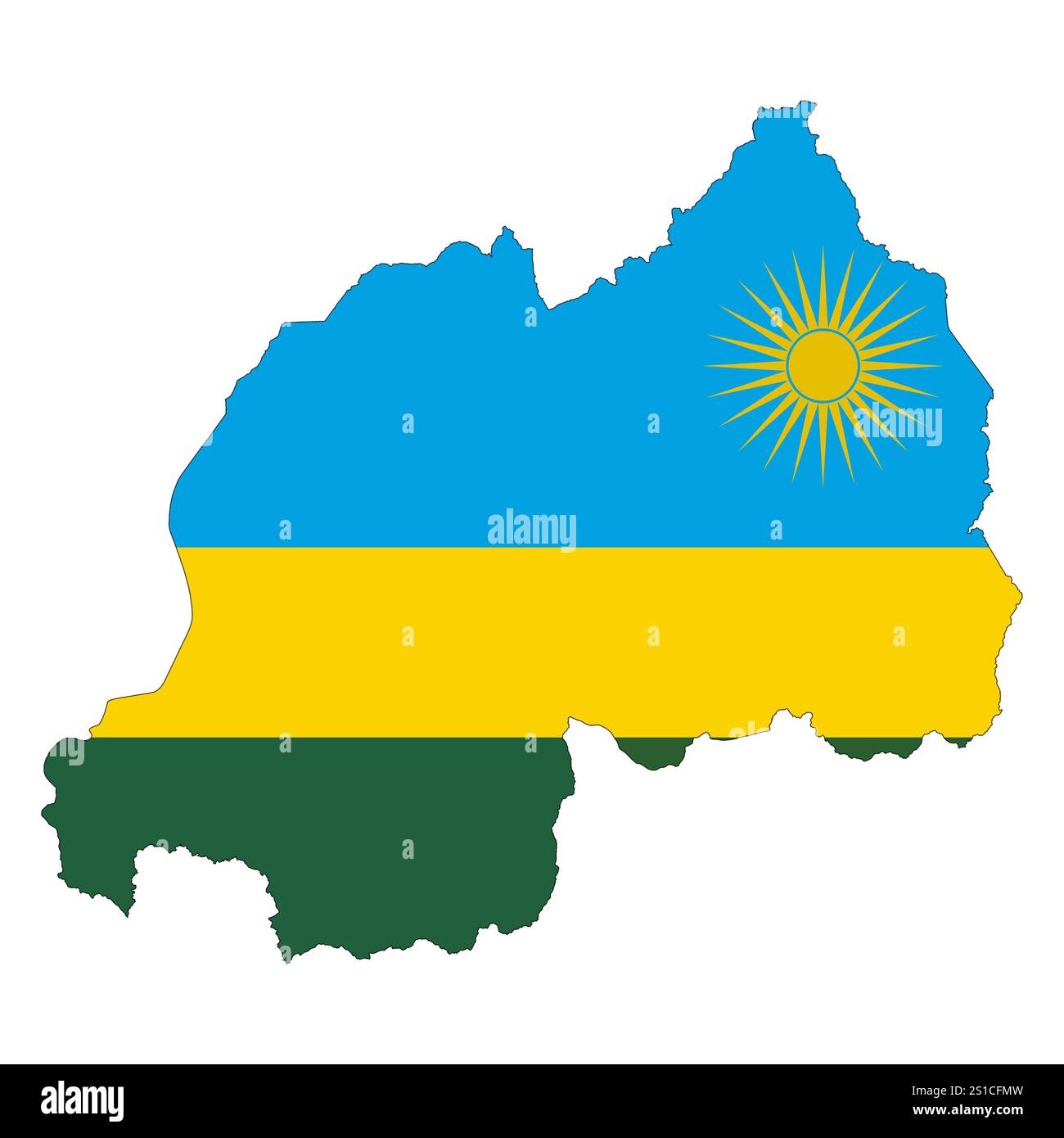 Rwanda flag with border outline Stock Photo - Alamy