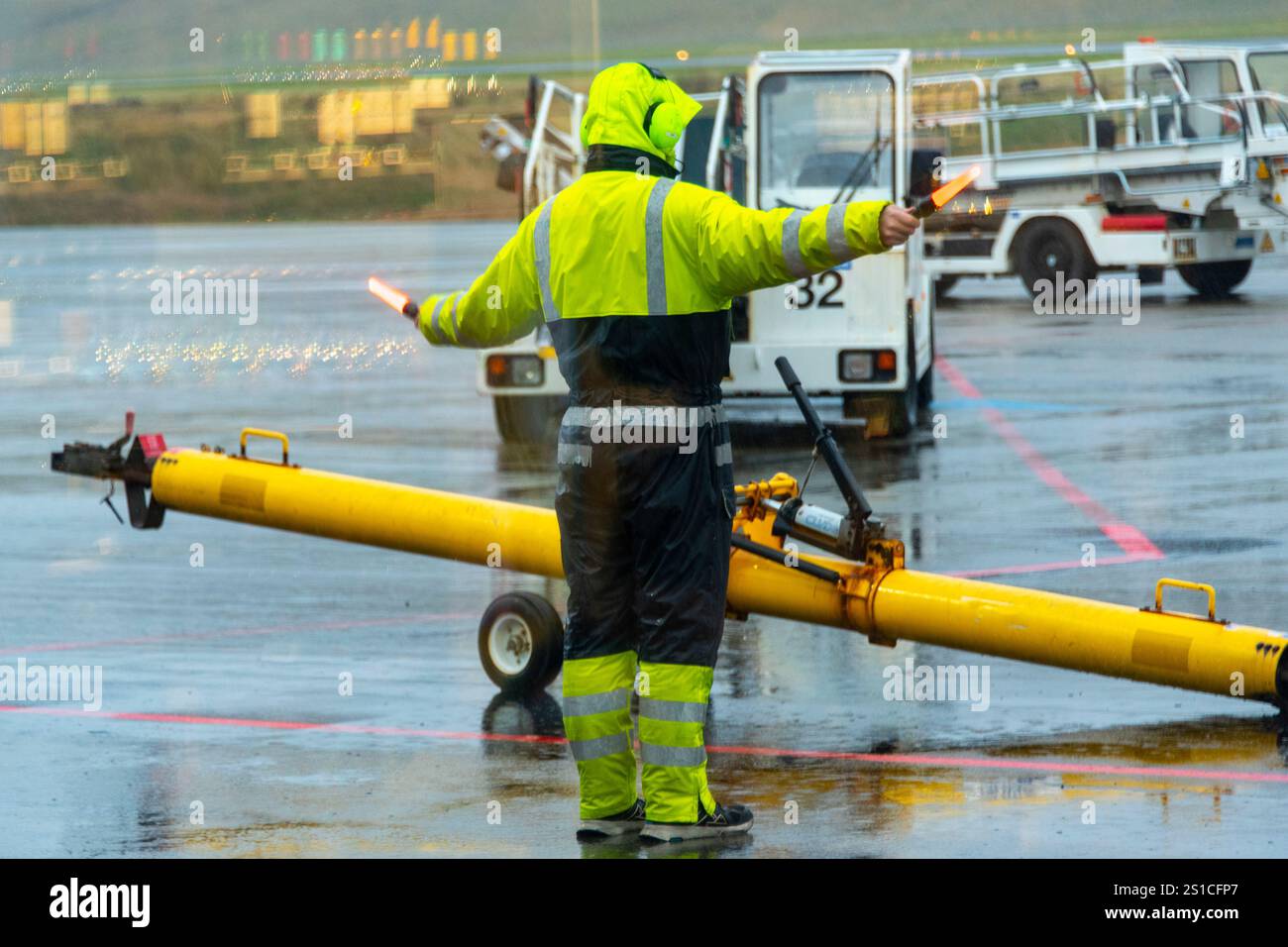 Aircraft Marshaller in Faroe Islands Stock Photo - Alamy