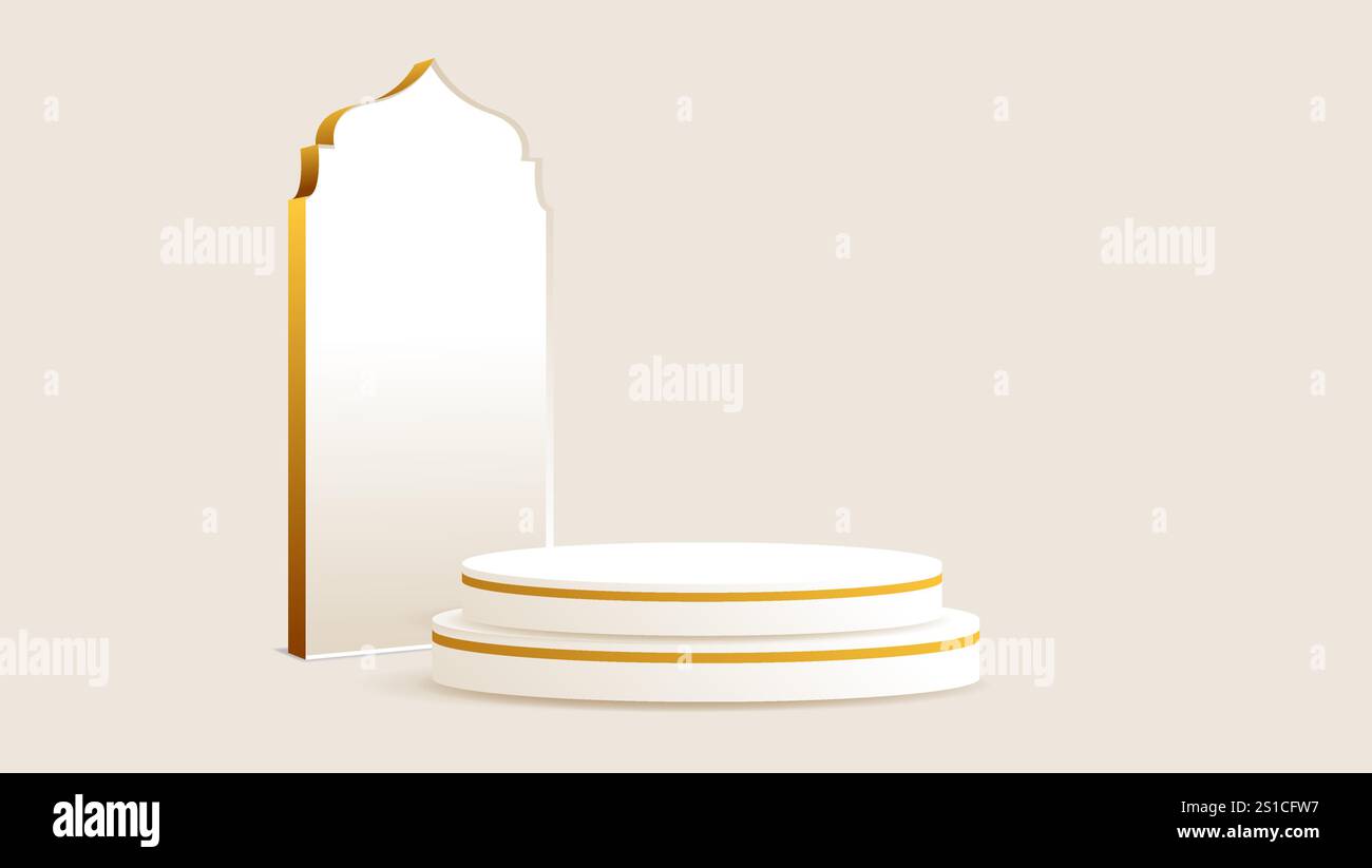 islamic white and gold podium for product display presentation Stock ...