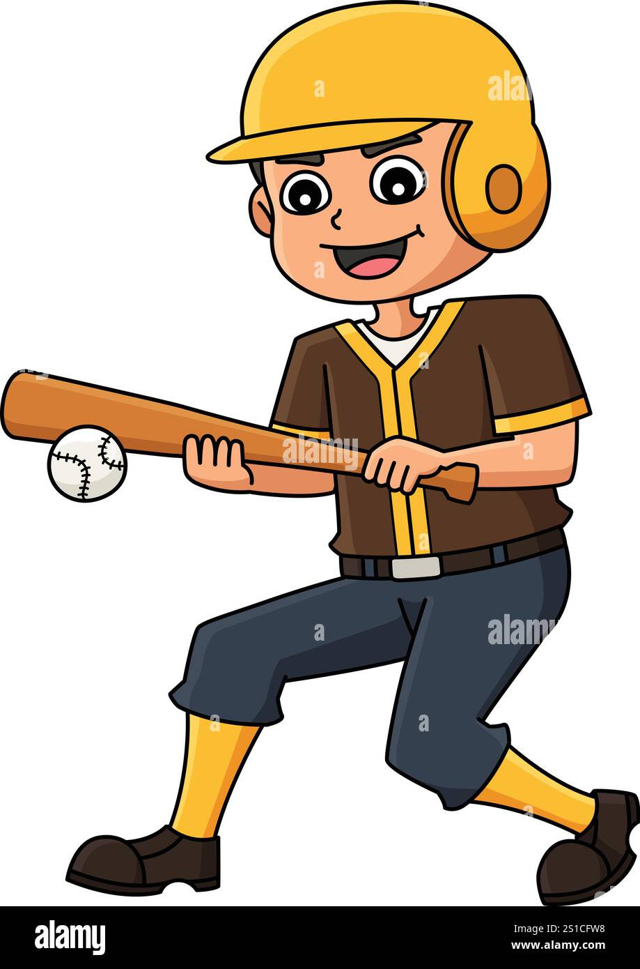 Baseball Player Bunt Cartoon Colored Clipart Stock Vector Image & Art ...