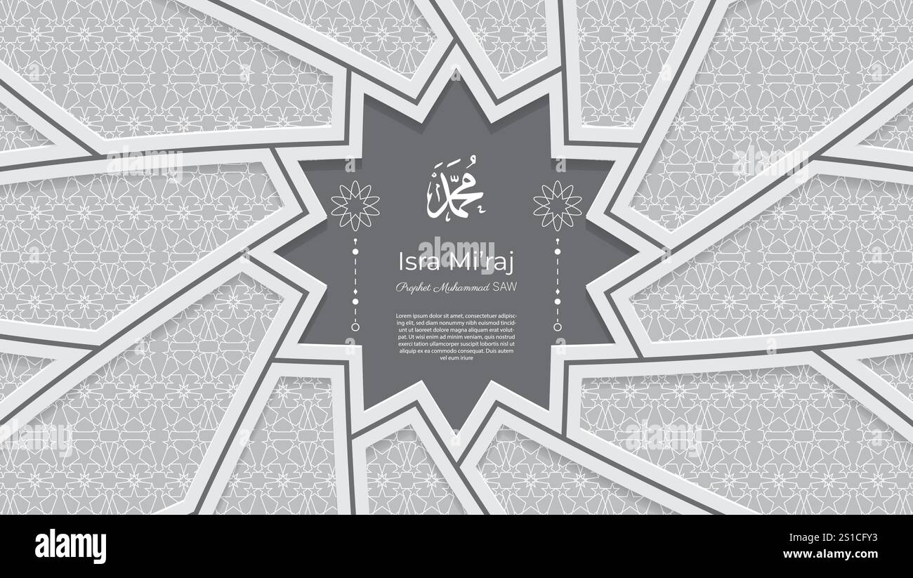 isra miraj islamic background with gray, black and white color Stock ...