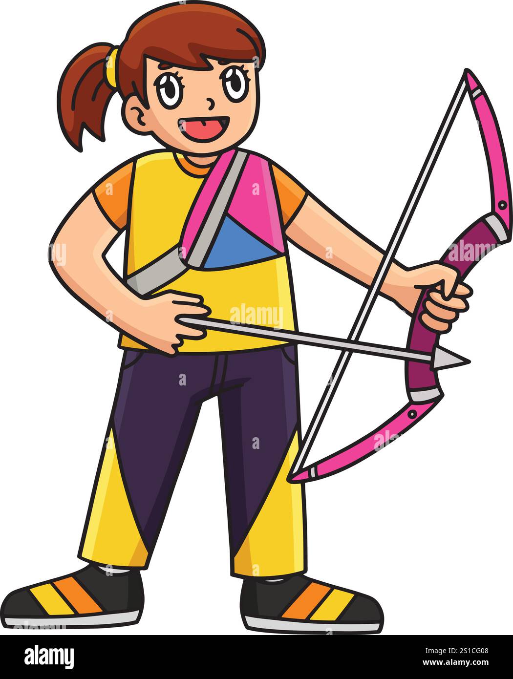 Archery Female Archer Ready to Aim Cartoon Clipart Stock Vector Image ...