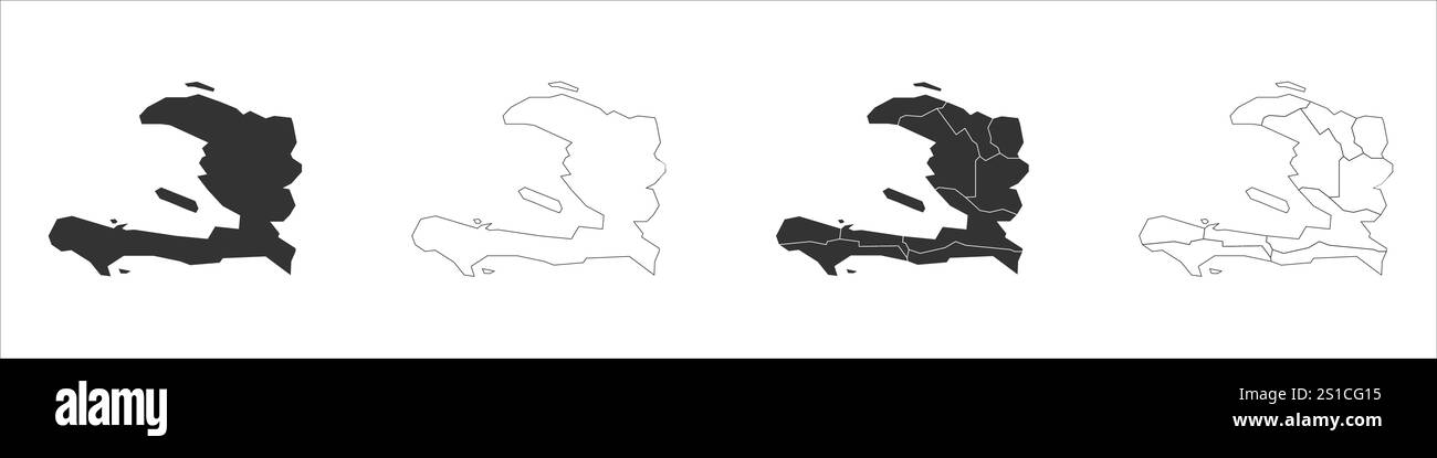 Haiti set of three maps - solid map, outline map and map highlighting ...