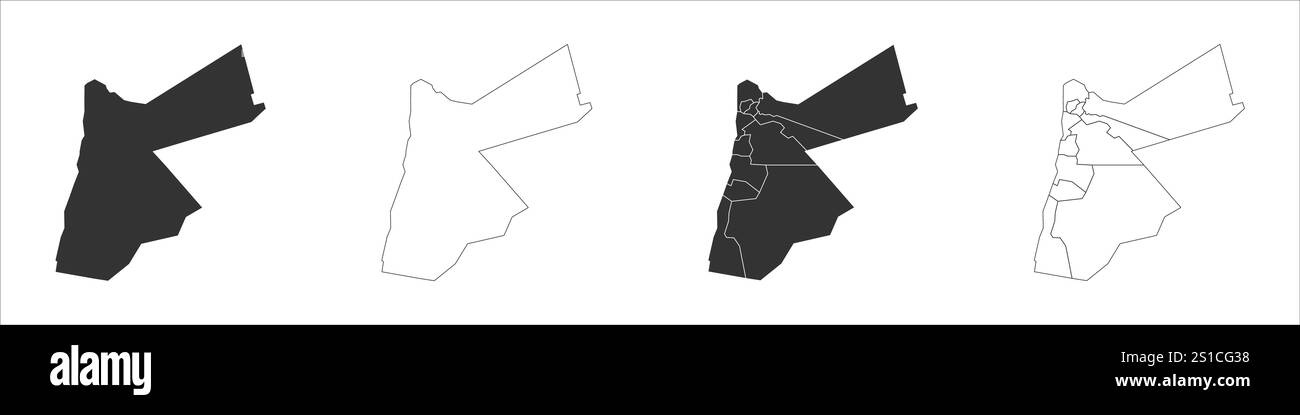 Jordan set of three maps - solid map, outline map and map highlighting ...