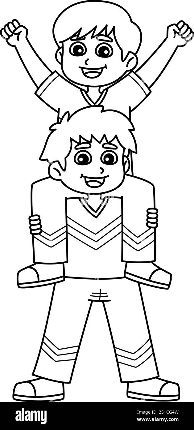 Male Cheerleader Shoulder Sit Isolated Coloring Stock Vector Image ...