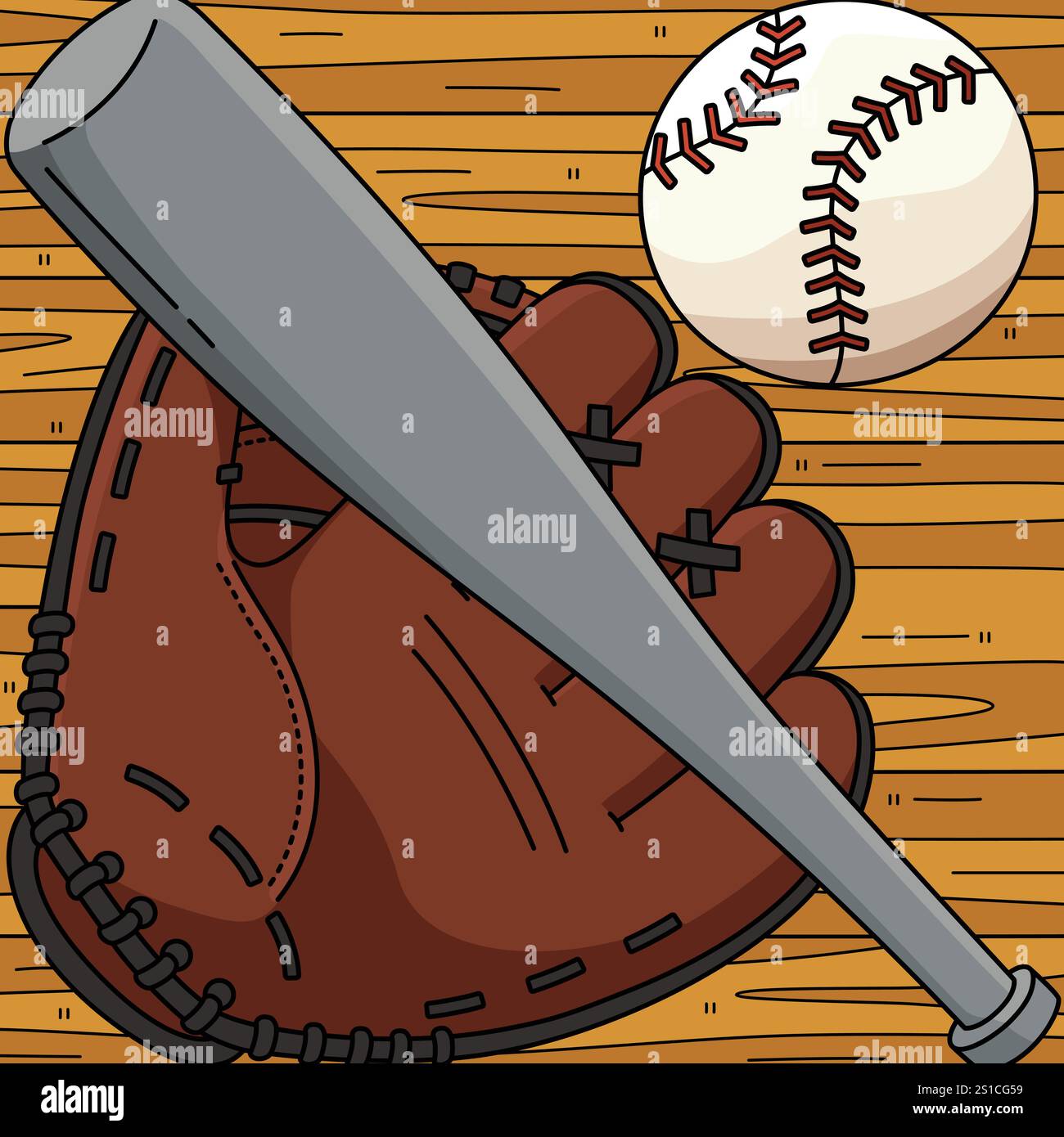 Baseball Equipment Colored Cartoon Illustration Stock Vector Image ...