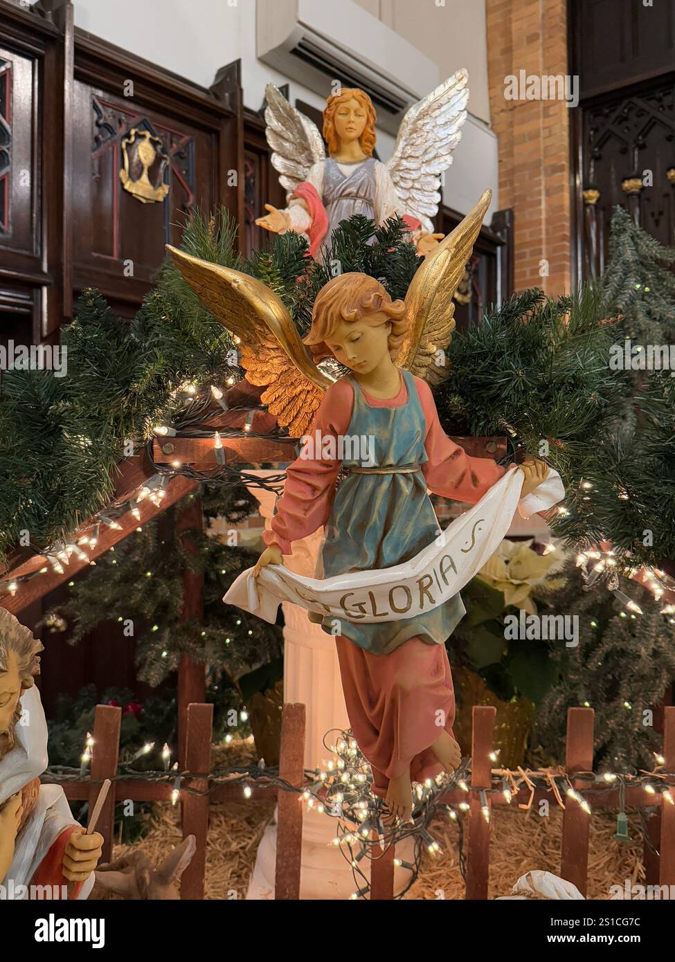 Nativity scene, (Creche) at Christmas inside a Catholic Church in ...