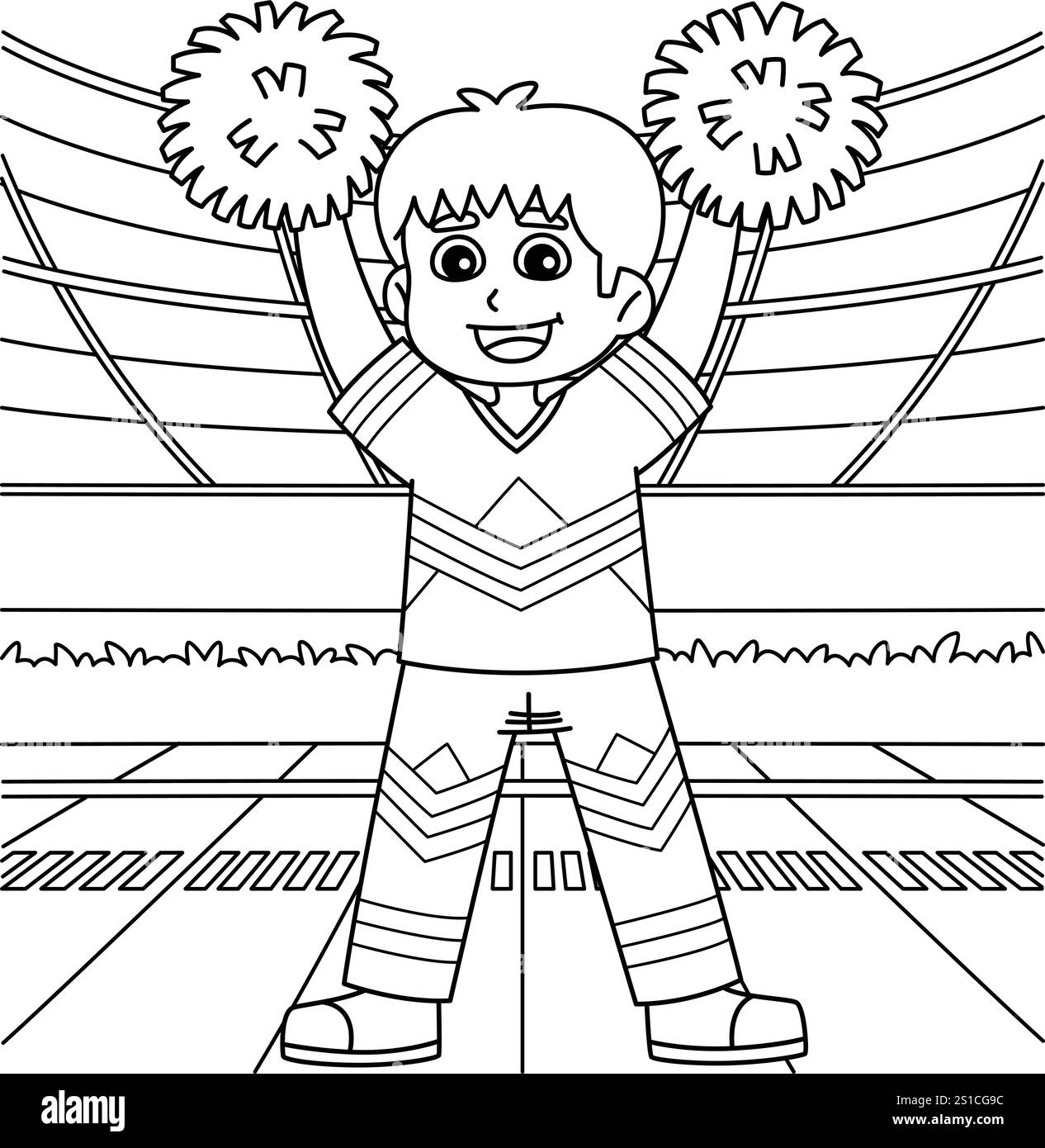 Cheerleading Male Cheerleader Touchdown Coloring Stock Vector Image ...