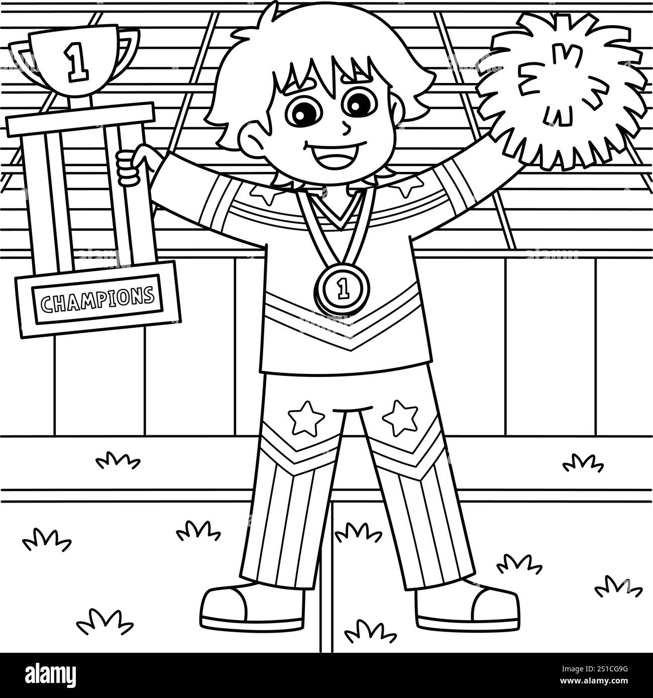 Cheerleading Male Cheerleader Holding a Trophy Stock Vector Image & Art ...