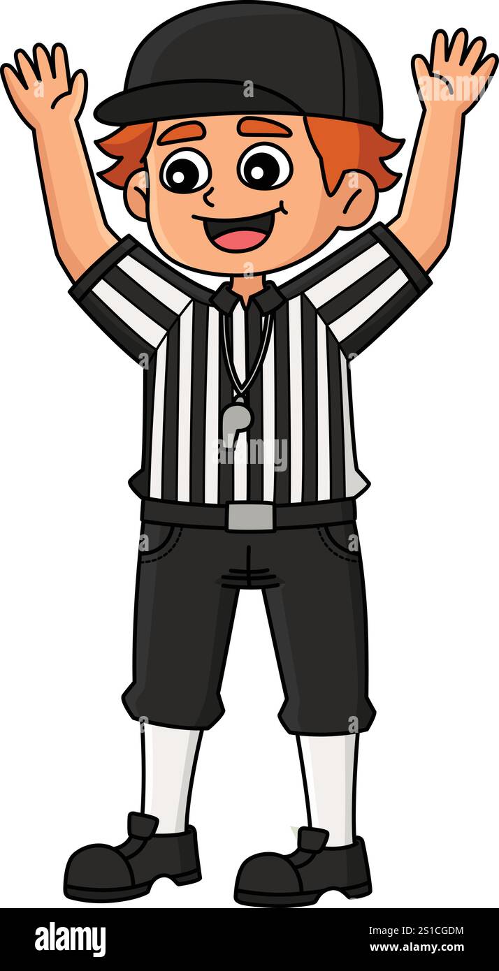 American Football Referee Cartoon Colored Clipart Stock Vector Image ...