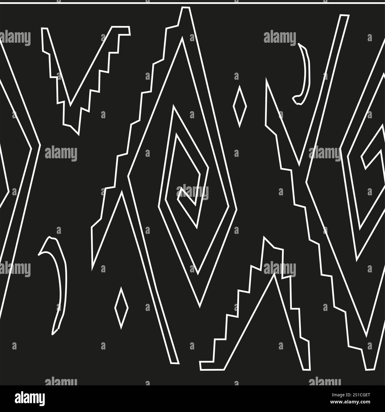 Geometric tribal pattern. Abstract black background. White linear ...