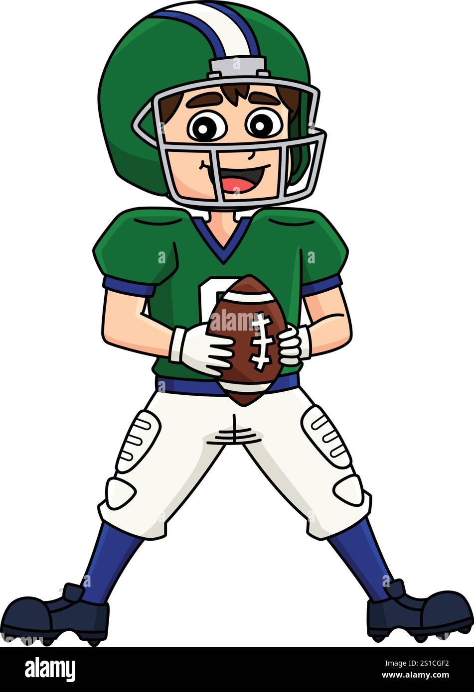 American Football Player Cartoon Colored Clipart Stock Vector Image ...