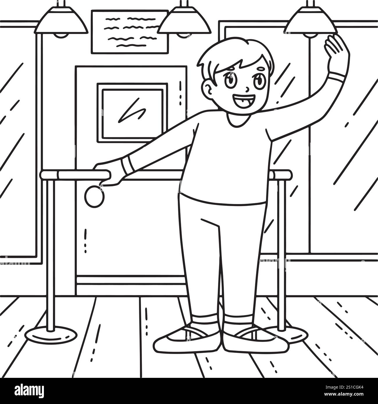 Ballet Danseur Practicing with Ballet Bar Coloring Stock Vector Image ...