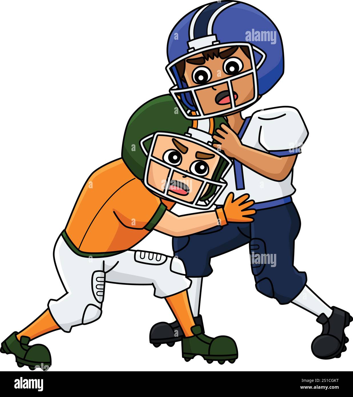American Football Players Pushing Cartoon Clipart Stock Vector Image ...