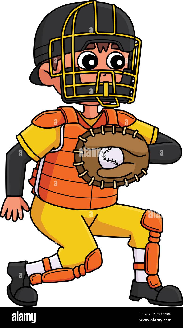 Baseball Catcher Cartoon Colored Clipart Stock Vector Image & Art - Alamy
