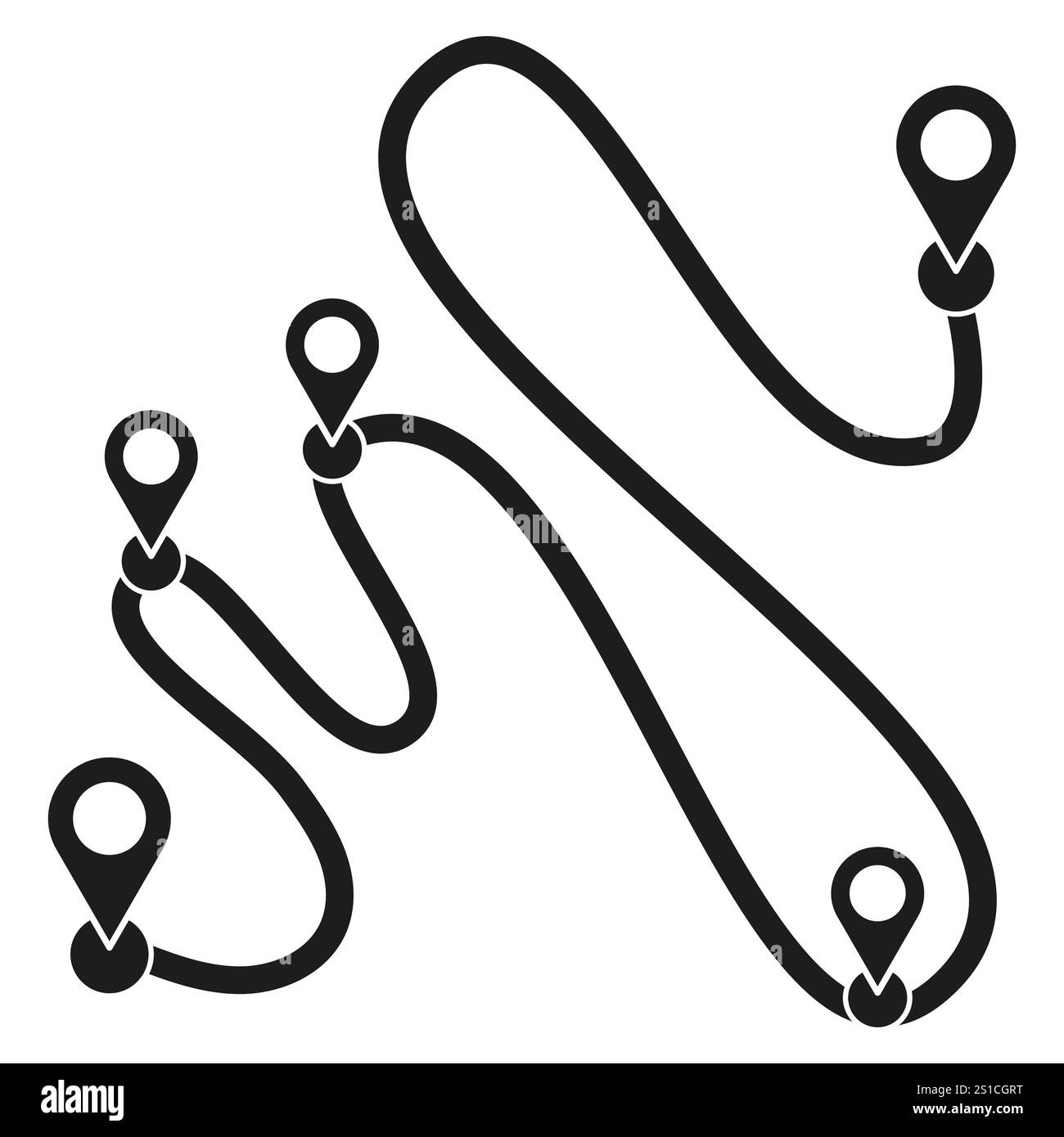 Route map illustration. Location pin icons. Connected path symbol. Navigation vector Stock ...