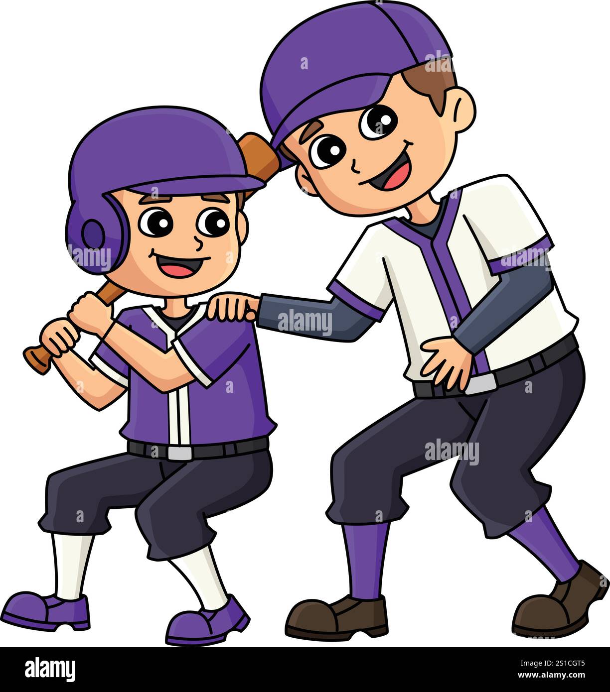 Baseball Father and Son Playing Cartoon Clipart Stock Vector Image ...
