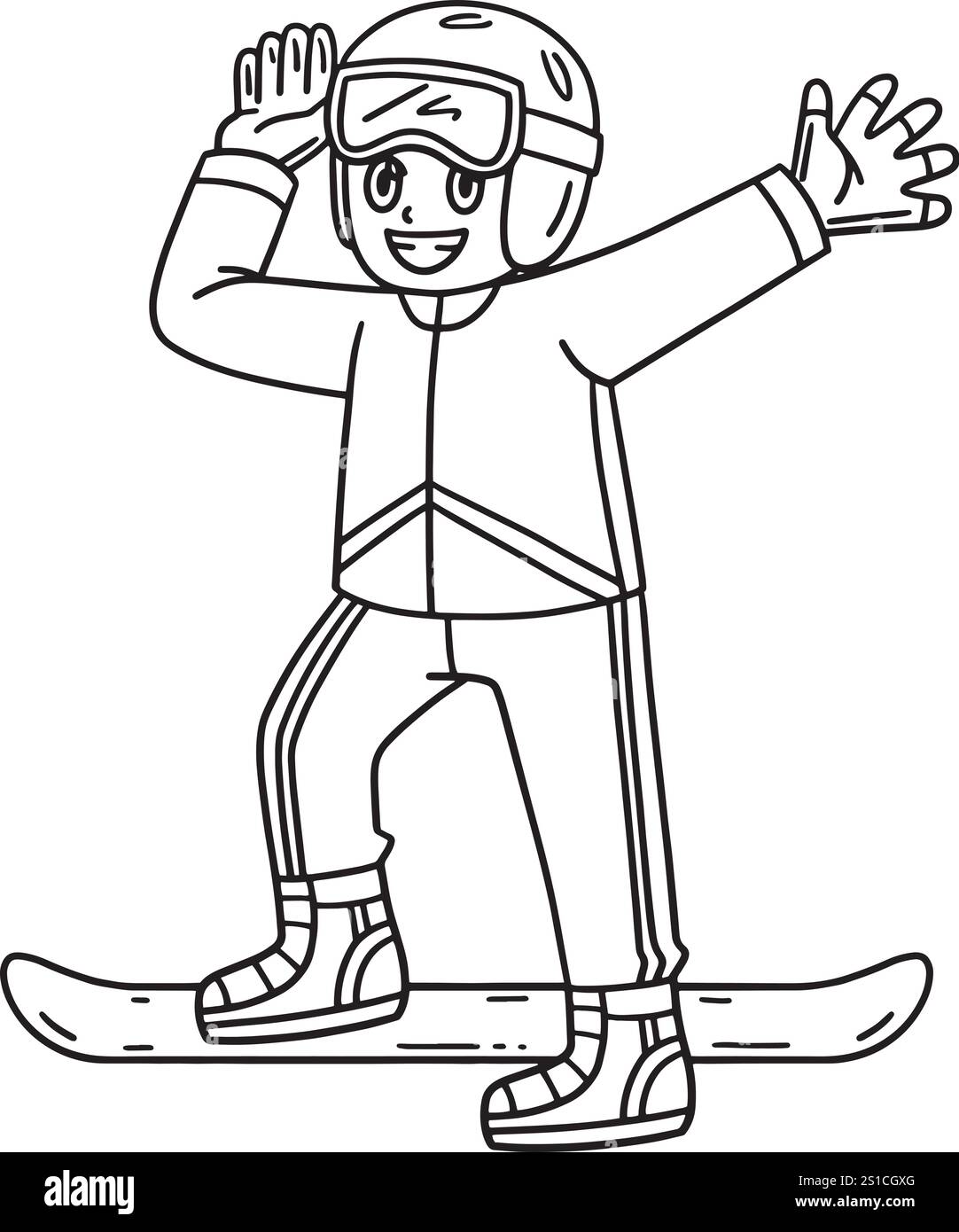 Snowboarding Boy Wearing Goggles Isolated Coloring Stock Vector Image ...