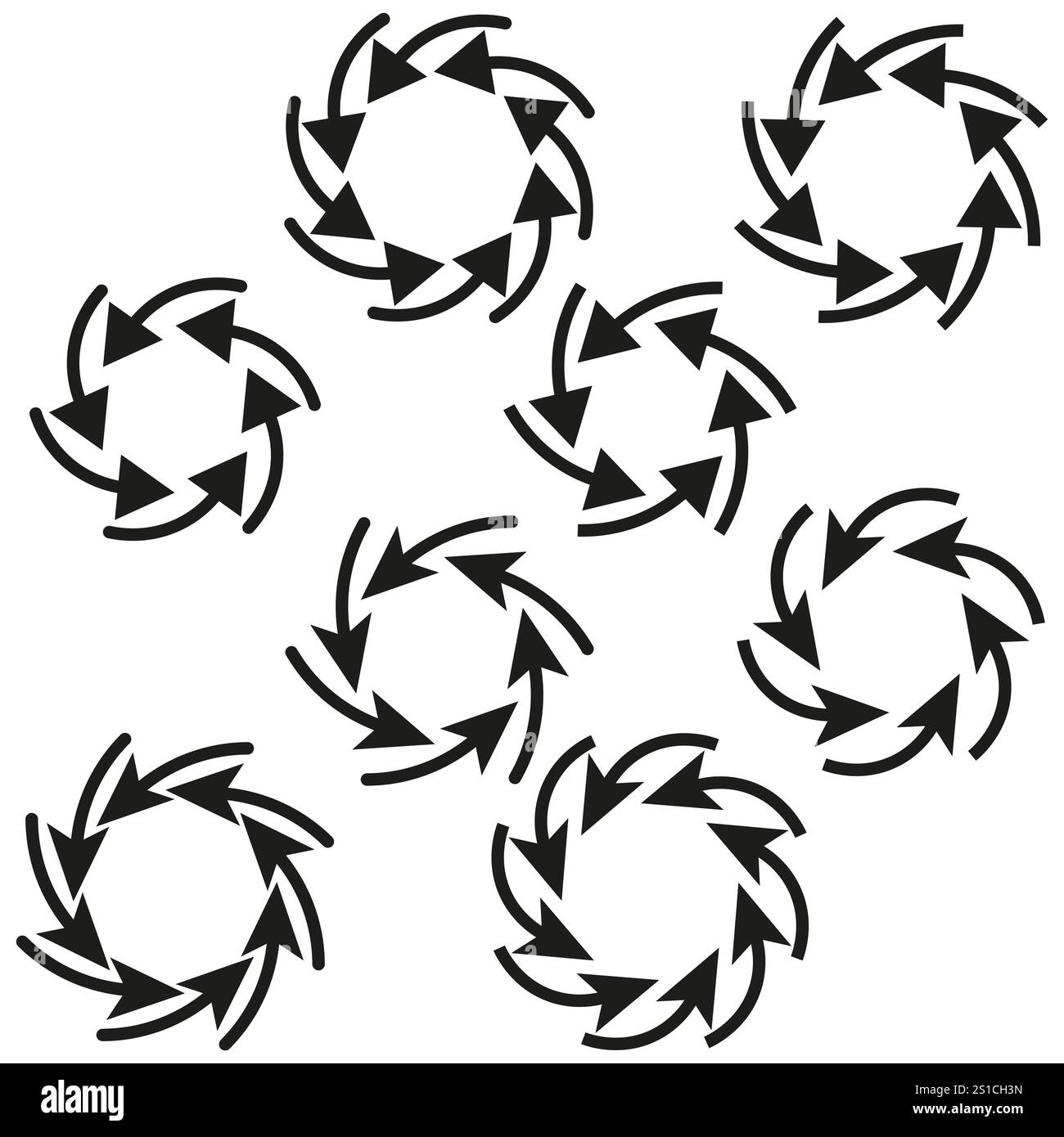 Circular arrow icons. Rotating vector symbols. Abstract black shapes ...