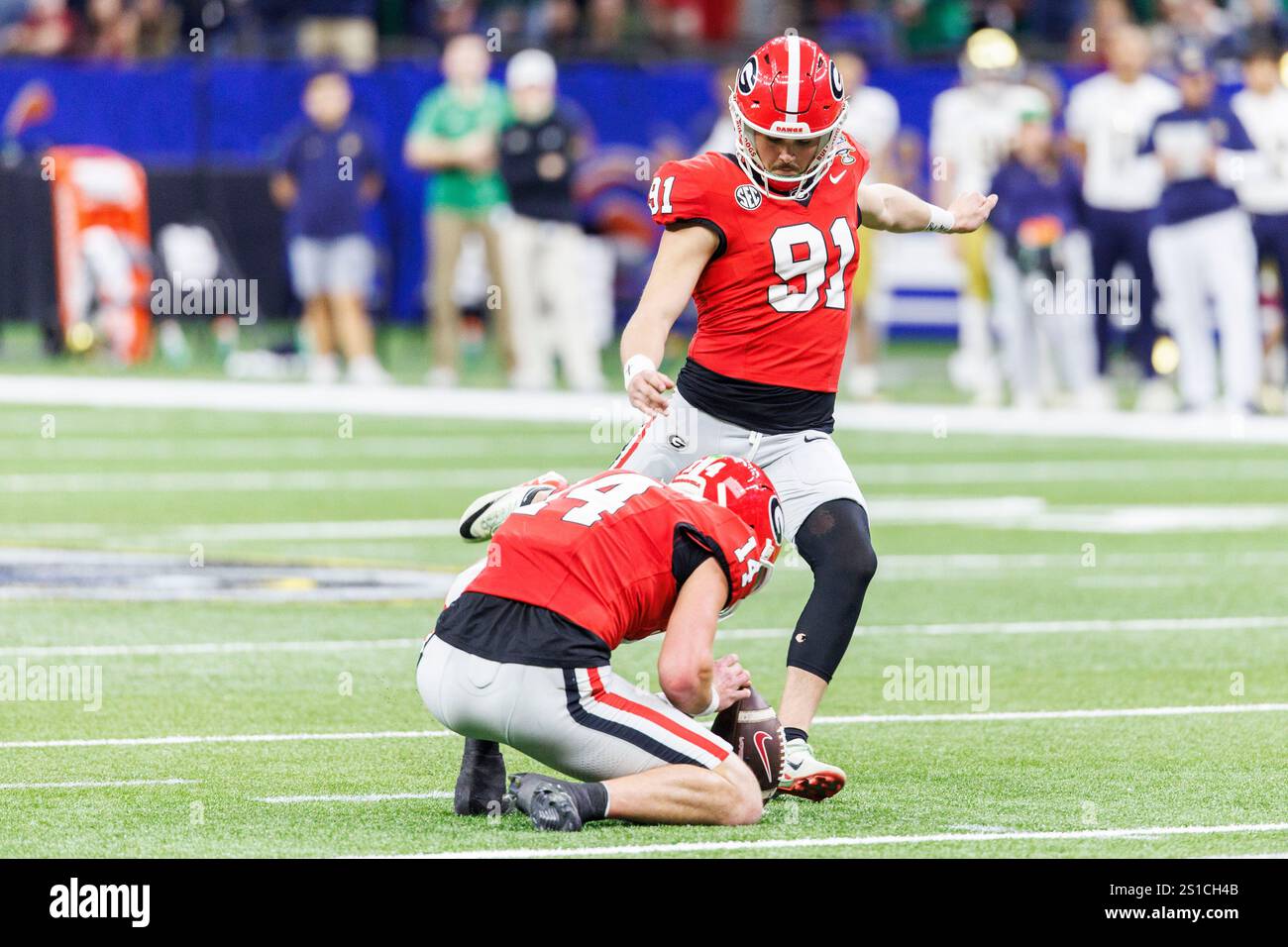 New Orleans, Louisiana, USA. 02nd Jan, 2025. Georgia placekicker Peyton ...