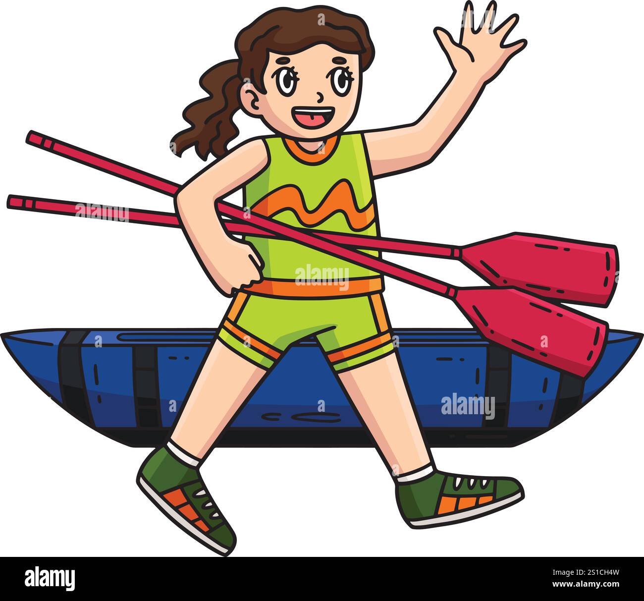 Rowing Oarswoman Carrying Oars Cartoon Clipart Stock Vector Image & Art ...