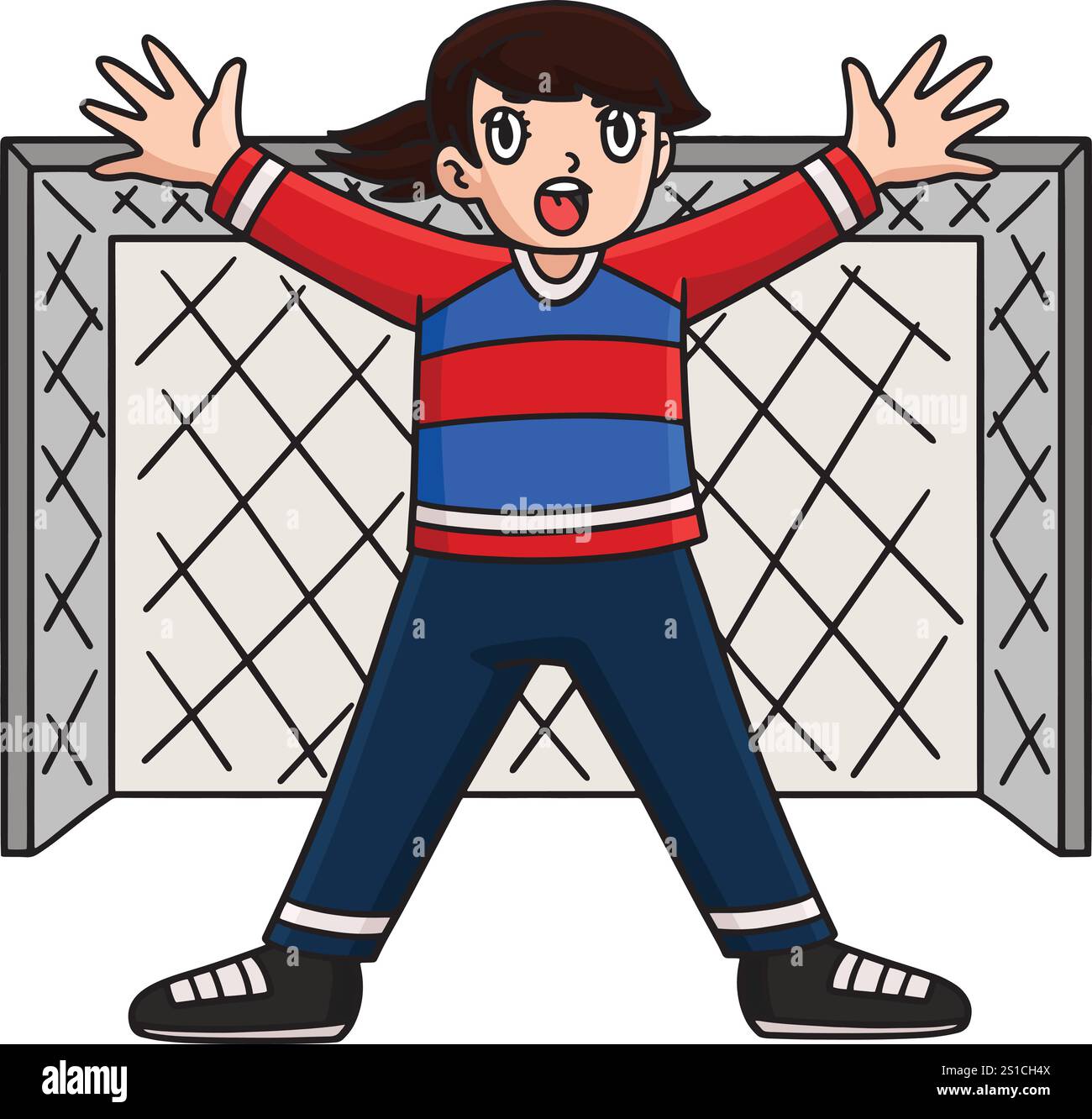Female Handball Goalkeeper Protecting Base Clipart Stock Vector Image ...