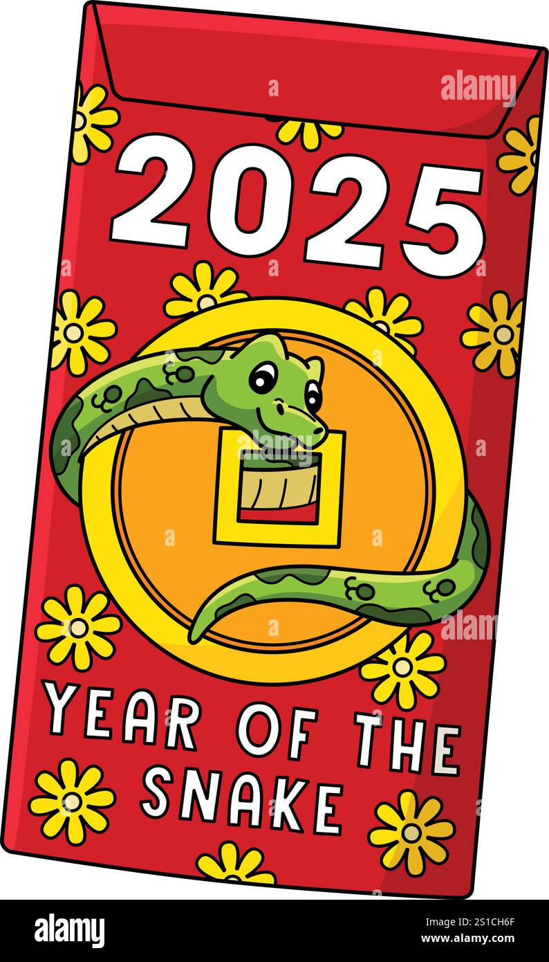 Year of the Snake Ang Pao Cartoon Colored Clipart Stock Vector Image ...
