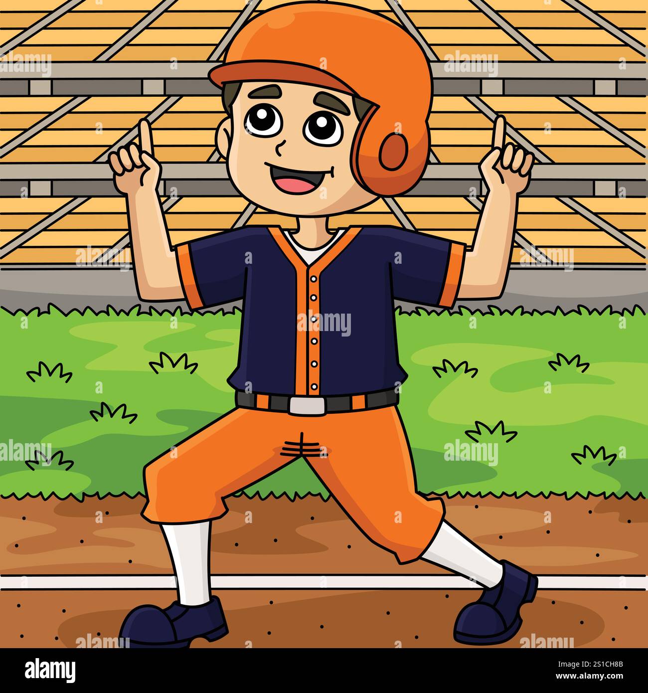 Baseball Player Celebration Colored Cartoon Stock Vector Image & Art ...