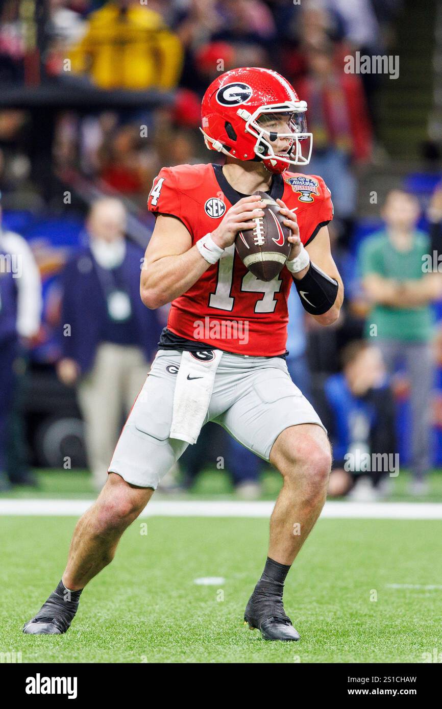 New Orleans, Louisiana, USA. 02nd Jan, 2025. Georgia quarterback Gunner ...