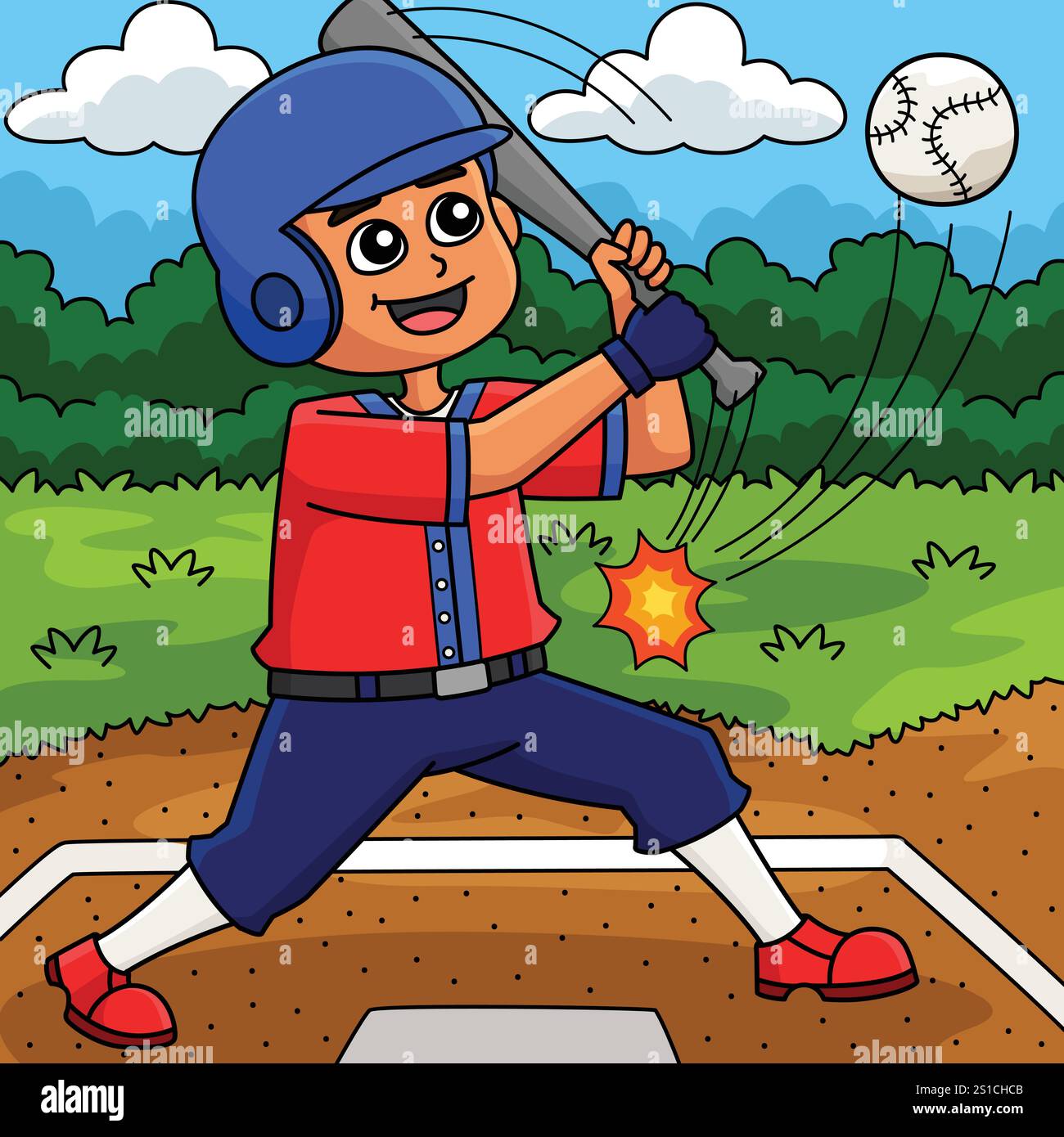 Baseball Homerun Colored Cartoon Illustration Stock Vector Image & Art ...