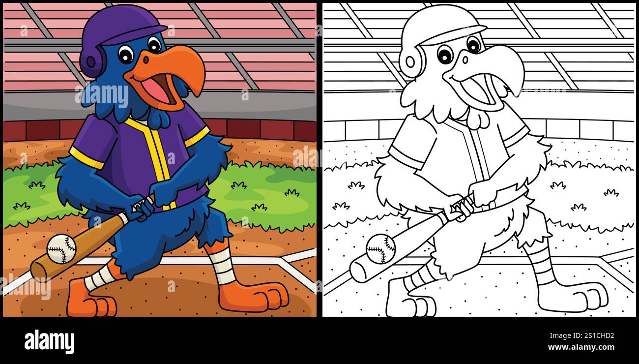 Baseball Batter Mascot Coloring Page Illustration Stock Vector Image ...
