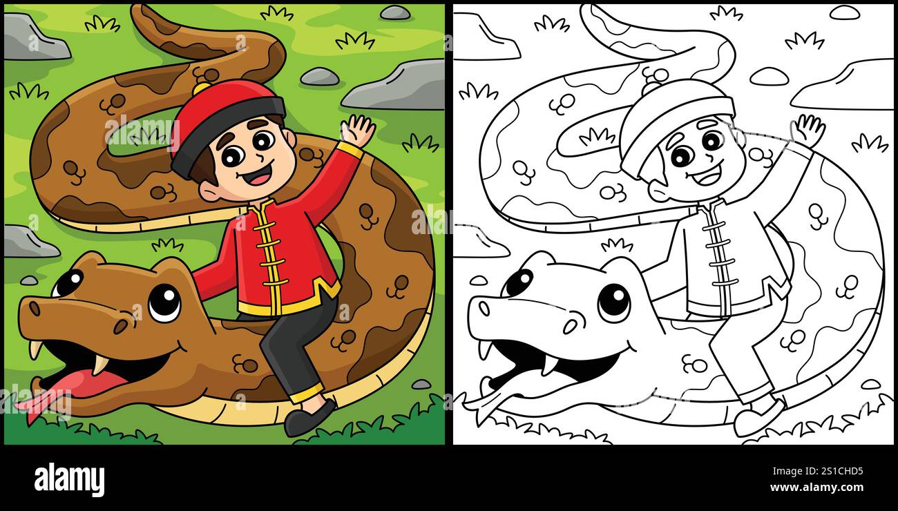 Boy with serpent Stock Vector Images - Alamy