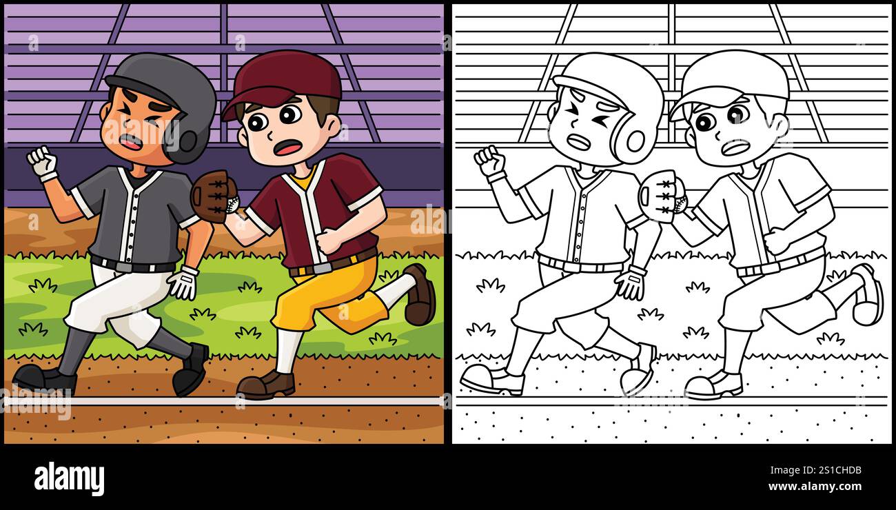 Baseball Player Tag Coloring Page Illustration Stock Vector Image & Art ...