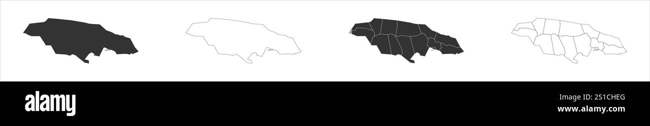 Jamaica set of three maps - solid map, outline map and map highlighting ...