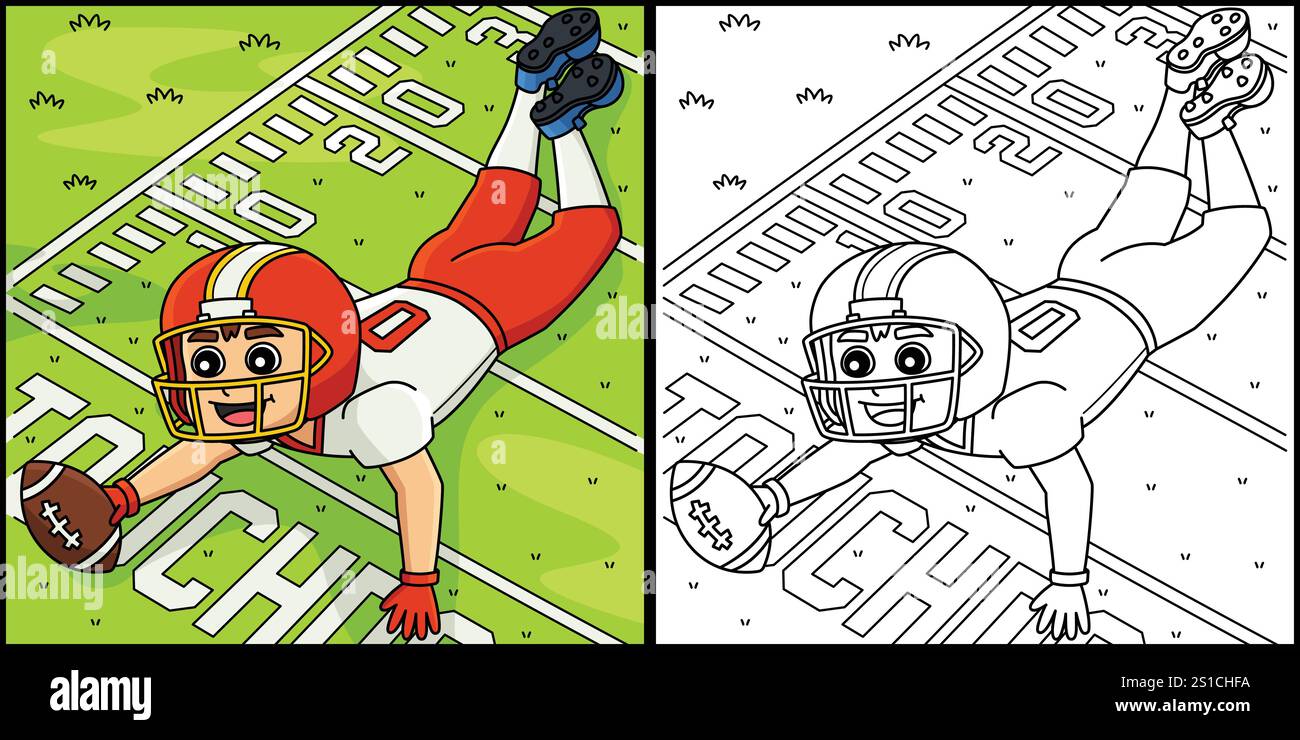 American Football Touchdown Coloring Illustration Stock Vector Image ...