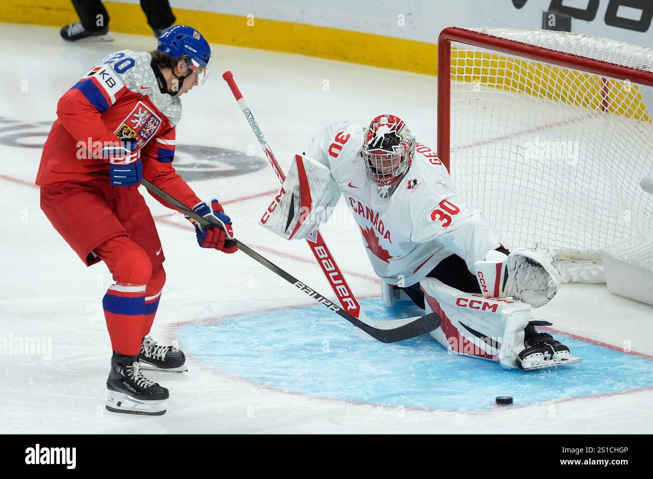 Czech Republic forward Dominik Petr (20) loses control of the puck in ...