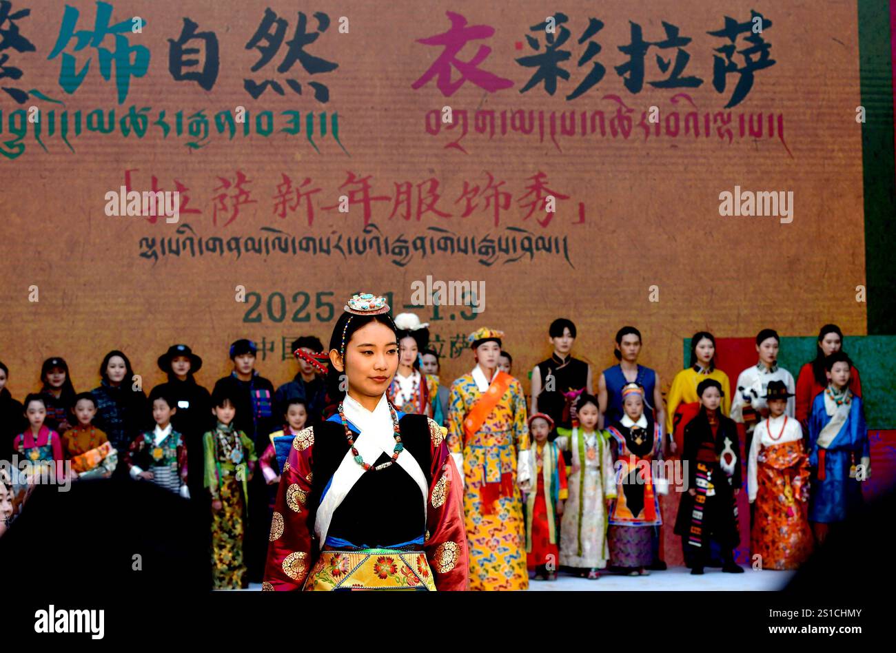 Lhasa,China.1st January 2025. Models present traditional Tibetan ...