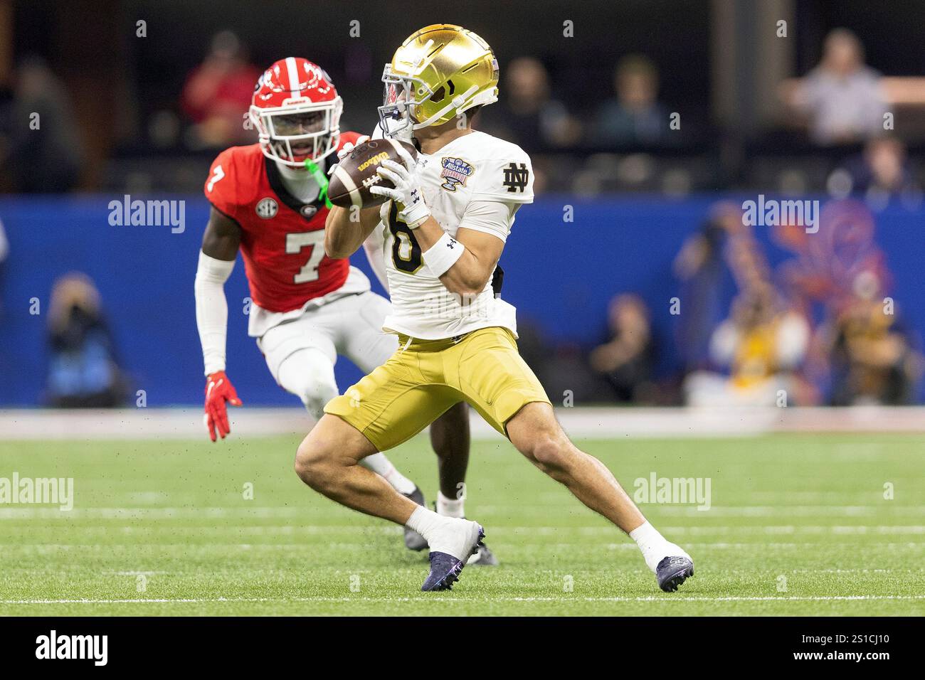 NEW ORLEANS, LA - JANUARY 02: Wide Receiver Jordan Faison #6 of the Notre Dame Fighting Irish ...