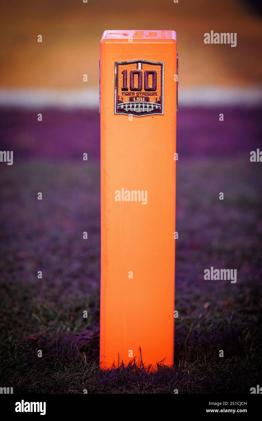 BATON ROUGE, LA - NOVEMBER 23: An end zone pylon during a game between ...