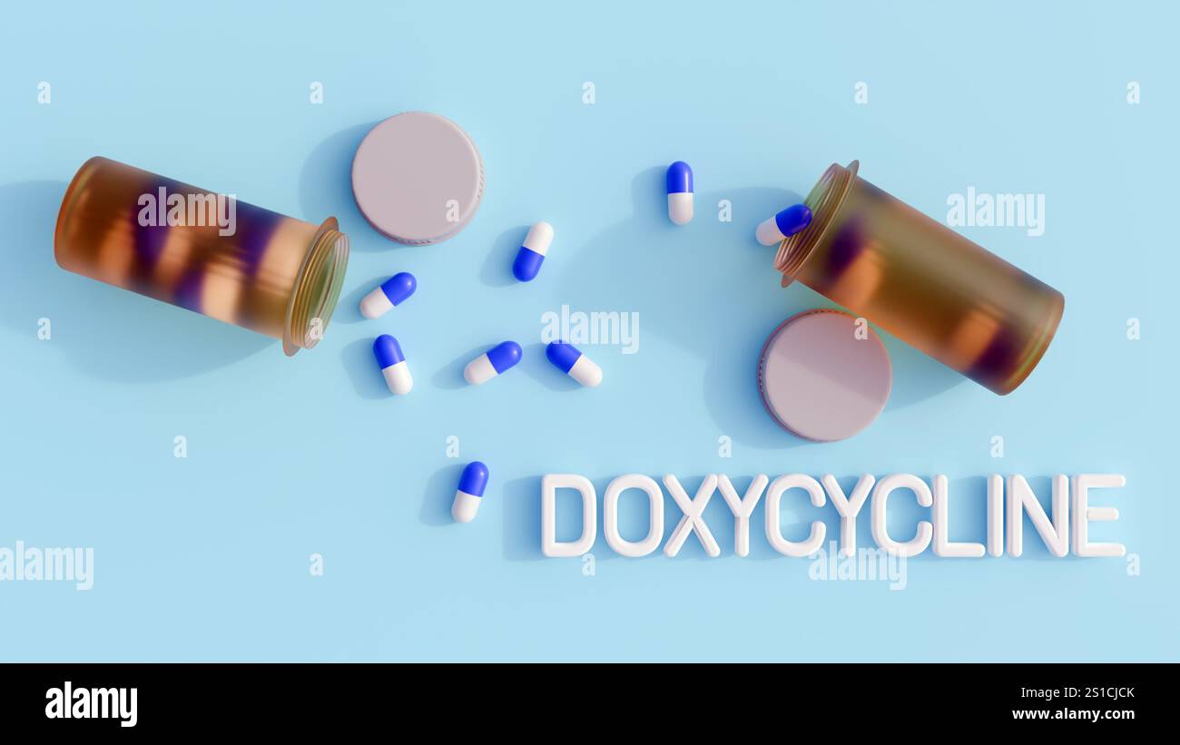 3d rendering of pill bottle, capsules, molecular structure, and text ...